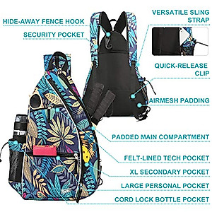 Sucipi Pickleball Bag Pickleball Backpack for Women Men Tennis Bag Tennis Backpack Reversible Pickleball Paddle bag Tennis Rackets Bags for Ladies Purple Leaf