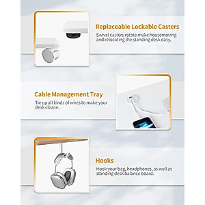 CubiCubi Electric Standing Desk, 55 x 24 Inches Height Adjustable Sit Stand Desk, Ergonomic Home Office Computer Workstation, White