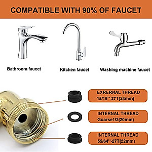 1440° Rotating Faucet Extender, 1080°+360° Large-Angle Splash Filter Faucet Aerator, with 2 Water Outlet Modes, Universal Brass Splash Filter Faucet Extension for Kitchen and Bathroom Sink, Golden