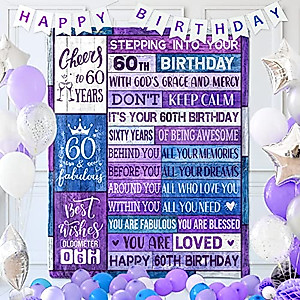 Ciuyxof 60th Birthday Gifts for Women Blanket 60th Birthday Decorations Women Men Throw Blanket Happy 1963 60th Birthday Gift Ideas for her Mom Wife (Sixty, 50 x 60 Inch)