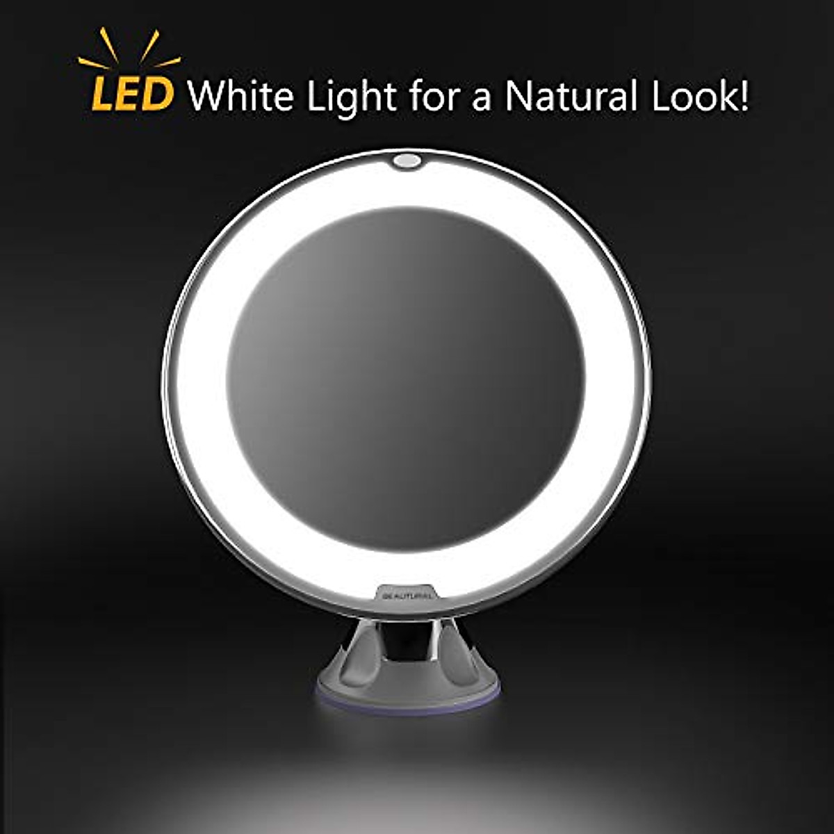 Beautural 10X Magnifying Makeup Mirror with LED Lights, Lighted Magnifying Vanity Makeup Mirror for Home Tabletop Bathroom Shower Travel, 360 Degree Rotation, Powerful Suction Cup
