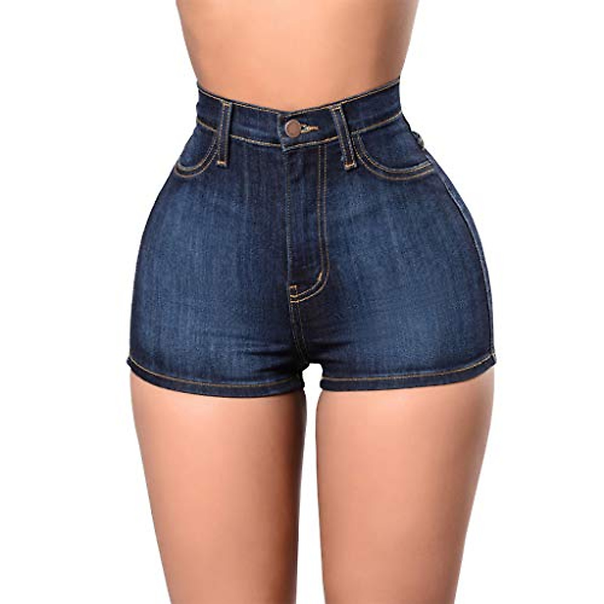 Fashion Slim Shorts ,THENLIAN Women Juniors Body Enhancin Denim Jeans Stretch Slim Fitness Short Pants (XXL, Dark Blue)