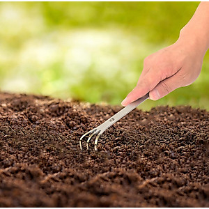 CSCTEK 304 Stainless Steel Bonsai Rake Tool,8.2 inch Prong Bonsai Rake Tools,Gardening Tools with Ergonomic Handle