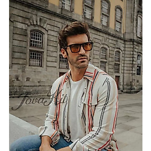 JOVAKIT Fashion Square Sunglasses for Men Women Trendy Flat Lens Sun Glasses Outdoor Sports Driving Sunnies UV400 Protection (Black/Orange)