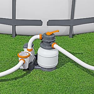 Bestway 58498E Flowclear 1500 Gallon Sand Filter Pool Pump for Above Ground 300 to 11,200 Gallon Swimming Pools with Adapter (Sand is Sold Separately)