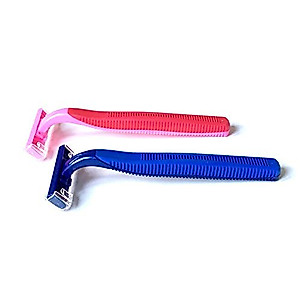500 Box Combo of Blue and Pink Razor Blades Disposable Stainless Steel Hospitality Quality Shavers High End Twin Blade Razors for Men and Women with Aloe Vera Lubrication Strip