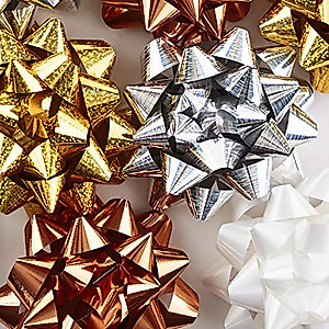 Hallmark Holiday Gift Bow Assortment (12) Gold, Silver, Bronze, White for Christmas, Hanukkah, Birthdays, Weddings, Bridal Showers