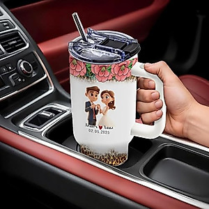 Personalized 40oz Tumbler with Handle – wedding venue visit-Custom Couple Gift for Anniversary Wedding Gift, Birthday, Mother's Day, Valentine’s Day v7jSak