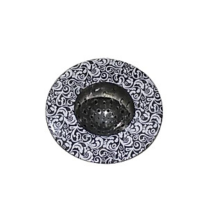 Dependable Industries 2 Pack 5.25" Diameter Decorative Designer Pattern Kitchen Sink Strainer Durable (Black Paisley)