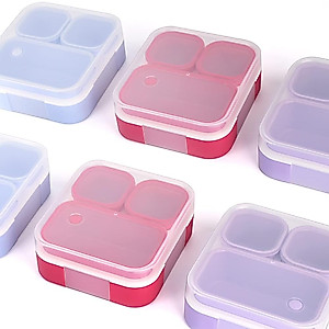 Genteen 2 Packs Bento Box for Kids, Kids Lunch Box with 3 Removable Compartments, Toddler Lunch Box for Daycare, School, BPA-Free Lunch-Box Snack Portion Container (Dark Pink + Purple)