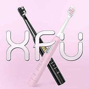 XFU Sonic Toothbrushes for Adults and Kids, 3 Brush Heads, with 5 Modes and IPX7 Waterproof, Battery Electric Toothbrush Build in 2 Mins Timer 40,000 VPM XF-11 Pink