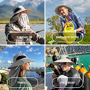 GearTOP Sun Hats Men & Women Bucket Hats for Men with Detachable Flaps and Face & Neck Cover Fishing Hat Men Safari Hat Mens Sun Hat Boonie Hat Hiking Hat Women Mens Beach Hat Wide Brim Hat Men UPF50+