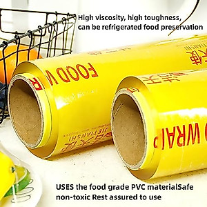 Commercial Film Wrapper with 2 Rolls of 14" x 656 ft PVC Plastic Cling Film Hand Cling Film Wrapper for Supermarket Fruit Shops Food Fruit Packaging (2 Rolls of PVC Film)