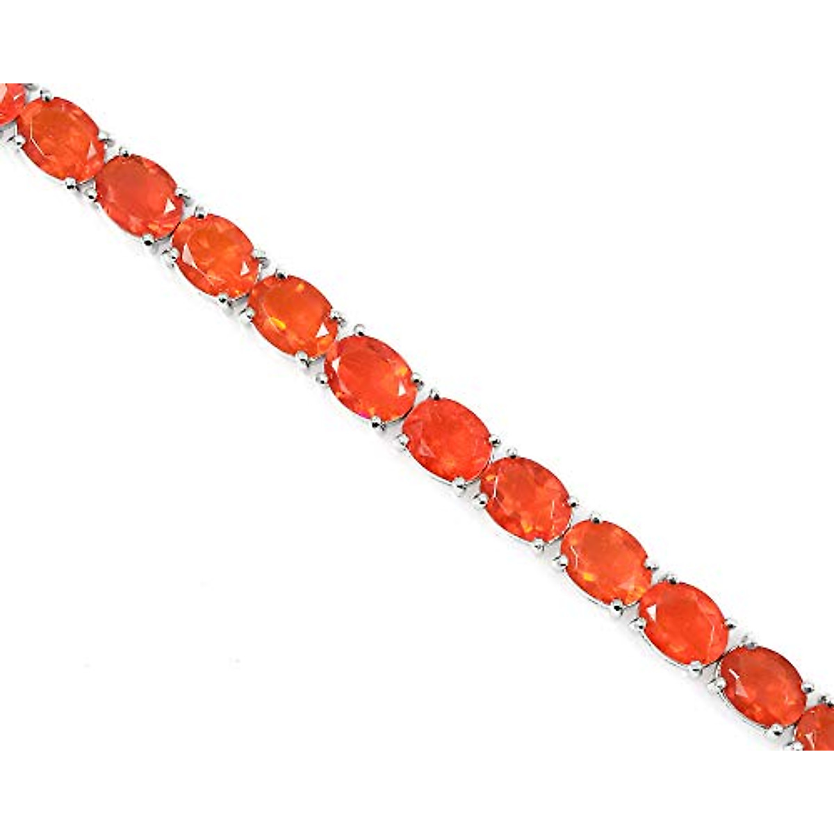 15.60 CT Natural Ethiopian Welo Fire Orange Cut Opal Gems October Birthstone 925 Sterling Silver Tennis Bracelet Gift For Her (rhodium-plated-gold, 8.5)