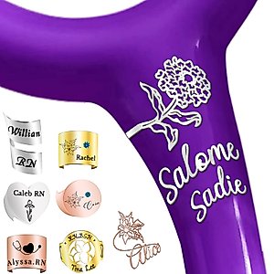 Stethoscope Name Tag Personalized Stethoscope ID Charm Accessories for Nurses Doctor Custom Engraved Name Badge with Birth Flower Nurses Week Gift （Style 7 Silver）