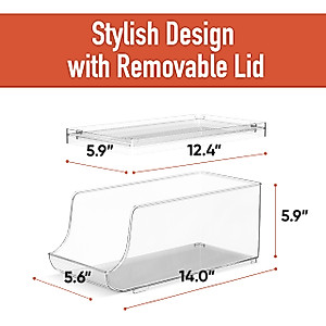 Cabinize Set of 2 Stackable Drink Can Organizer for Fridge, Freezer, Kitchen, Countertops, Cabinets - Soft Drink Holder for Refrigerator with Lid, Soda Can Dispenser, BPA Free, Holds 9 Cans Each