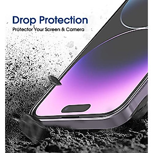 amFilm OneTouch Glass Screen Protector Compatible for iPhone 14 Pro 6.1 Inch 2022, Easiest Installation, Dynamic Island Compatible, Bubble Free and Full Coverage Case Friendly, Tempered Glass, 2 Pack