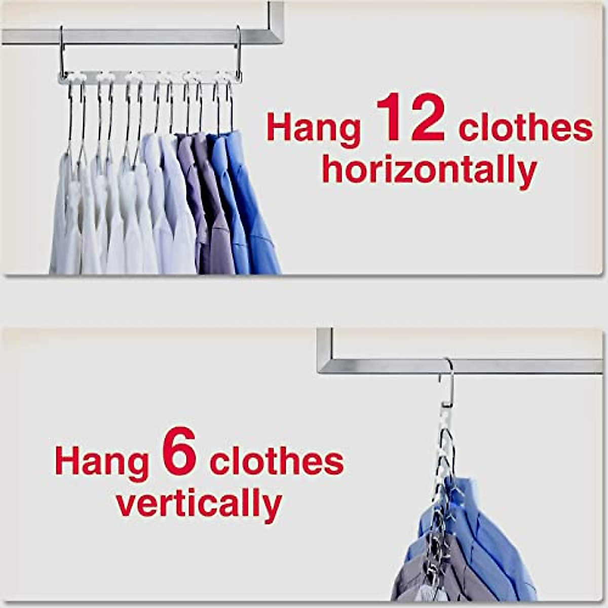 RAbrand Metal Magic Hangers Clothes Hangers Closet Space Saving Hanger Wardrobe Clothing Hanger Organizer Cascading Hangers Stainless Steel Hangers Updated Hook Design
