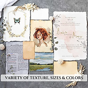 50 Sheets - Rough/Textured Watercolor Paper - 9.5 X 12.5 inches(150GSM) - Handmade/Deckle Edge Paper Made from Virgin Egyptian Cotton - Off-White by Leather Village