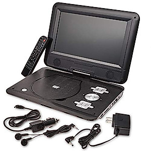 ONN 10" Portable DVD and Media Player with USB, Aux 3.5mm, & 5-hr Battery 180 Degree Swivel Screen 100008691