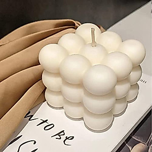 Bubble Candle Soy Wax Scented Candle Home Decor Candle Bubble Cube Candle Cube Shaped Candles Decorative Candle for Bedroom Wedding Room Decor Aesthetic Freesia and Bluebell Fragrance (White Blue)