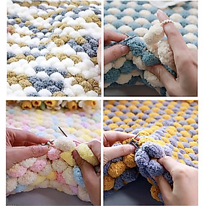 3 Rolls Pomp-A-Doodle Yarn,100% Polyester Jelly Bean POM-POM Ball Yarn for Crochet Knitting Handcraft Mat Pet Nest 450g (Quiet Night)