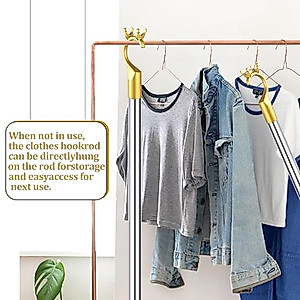 Clothes Hook Pole, Closet Hooks for Hanging Clothes,extends from 26 inches to 56 inches with hooks Long Rod, Closet Hook Rod Made of Stainless Steel,Comfortable Foam Handles and C-Head Designs