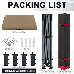 COOSHADE Durable Easy Pop Up Canopy Tent 12x12Ft(Khaki)