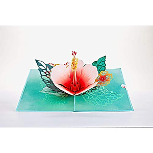 Lovepop Hibiscus Bloom Pop Up Card, 5x7-3D Greeting Card, Pop Up Paper Flower Card, Mother's Day Pop Up Card, Card for Mom, Wife or Friend, Pop Up Anniversary Card, Thinking of You