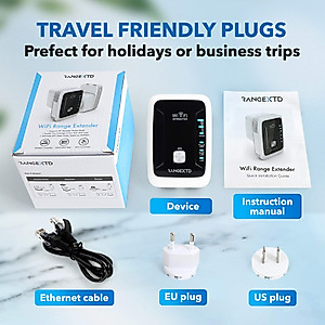 RANGEXTD WiFi Extender with Ethernet Port - WiFi Signal Amplifier Increases Home WiFi Coverage | Single-Band 2.4GHz WiFi Range Booster Fixes Dead Spots | Up to 300Mbps Speed, 10 Devices