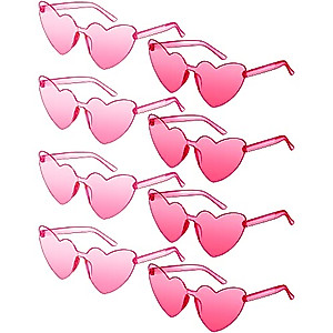 Chicpop 8 Pack Heart Sunglasses for Women Rimless Heart Shape Sunglasses Heart Glasses Party Favors for Adult