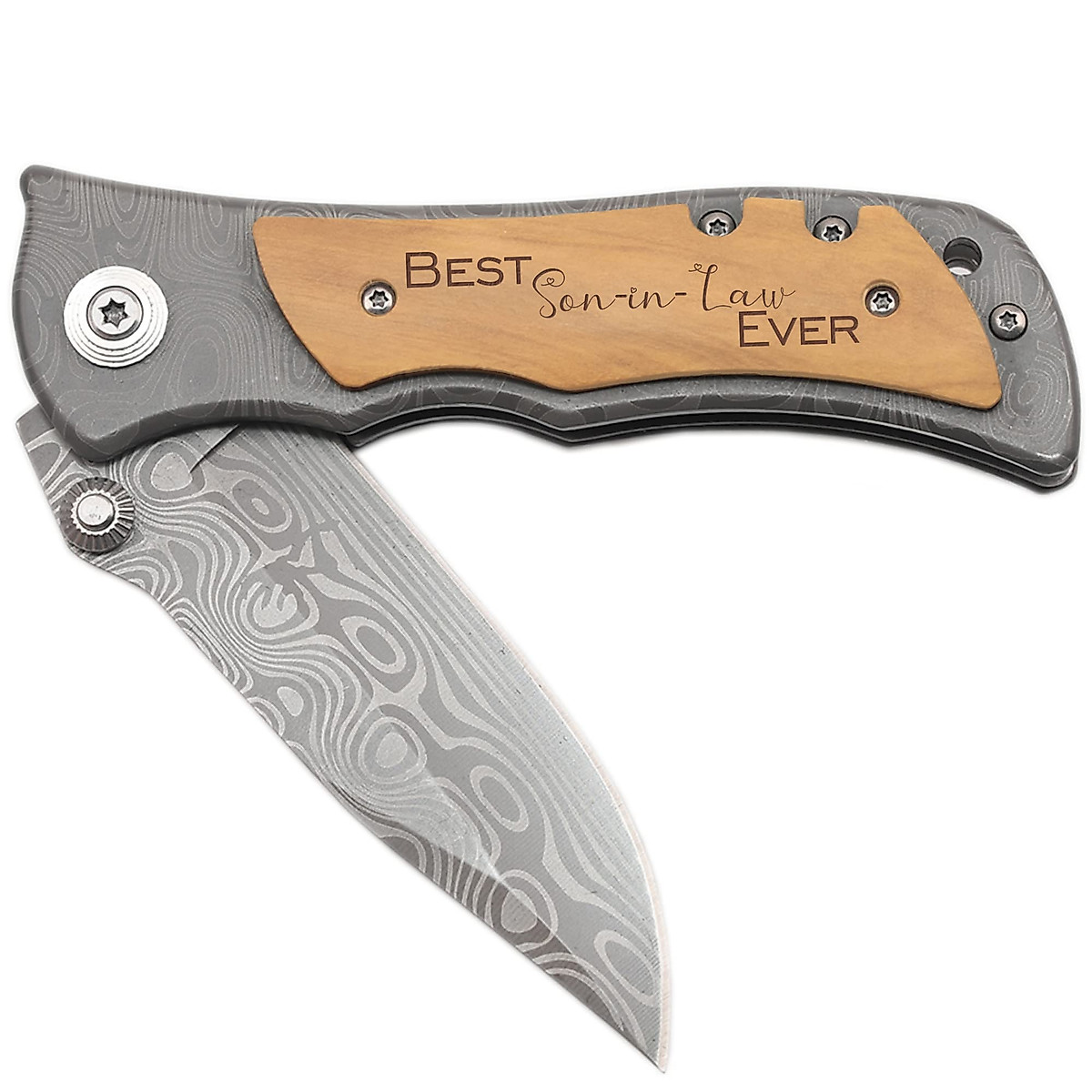 XJF Engraved Pocket Knife for Son-in-Law, Best Son-in-Law Ever, Wedding Gifts Ideas for Son-in-Law, Hiking Camping Gifts for Son-in-Law