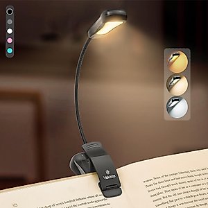 Vekkia/LuminoLite Rechargeable Book Light, Reading Lights for Books in Bed, 3 Colortemperature × 3 Brightness, Clip on Book, Up to 70 Hours Lighting, Great for Readers, Travel (Black)