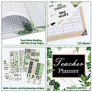 Eucalyptus Teacher Planner 2023-2024 Boho Lesson Planner School Year Lesson Plans Book 9''X11'' Colorful Stickers New Undated Teacher Lesson Planner For Classroom or Homeschool (color, 135 pages)