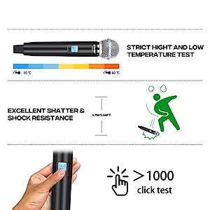 G-MARK Wireless Microphone, GLXD4 Professional Karaoke Microphone Dual UHF Cordless Dynamic Mic System, Frequency Adjustable for Meeting, Party, Church, DJ, Wedding, Home KTV Set, 200ft