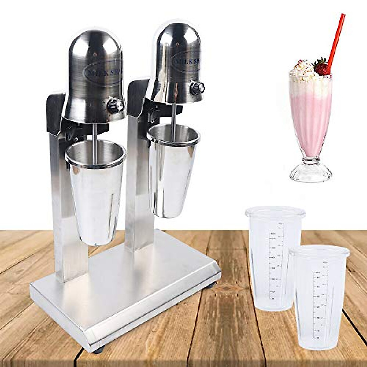 Milkshake Maker 560W Electric Milkshake Machine Drink Mixer Smoothie Maker Blender, 14000RPM, 22 oz, Commercial Home Use (Double Head, 560W)
