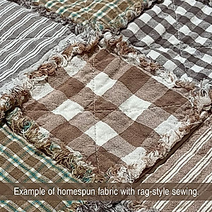 Oatmeal Buffalo Taupe Plaid Cotton Homespun Plaid Fabric by JCS - Sold by The Yard