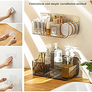 MINILIF Wall Mounted Cosmetics Storage Box, Cosmetics Organizer, Storing Nail Care Products, Skin Care Products and Perfume, for Dressing Table, Office Table Storage, Kitchen, Bathroom (Brown)