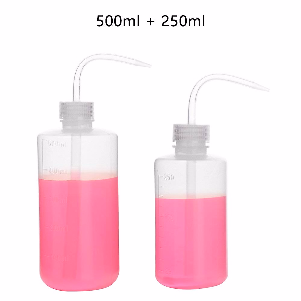 stonylab Chemical Wash Bottle, 2-Pack Plastic Safety Lab Squeeze Wash Bottle, LDPE with Narrow Mouth, 250 ml (8 oz) and 500 ml (16 oz)