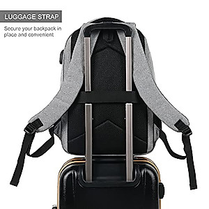 Extra Large Travel Laptop Backpack, Fit for 16 Inch Laptop with USB Charging Port, Headphone Port, 37L Waterproof Overnight Notebook Computer Backpack, Work Business College School Daybag (Grey)