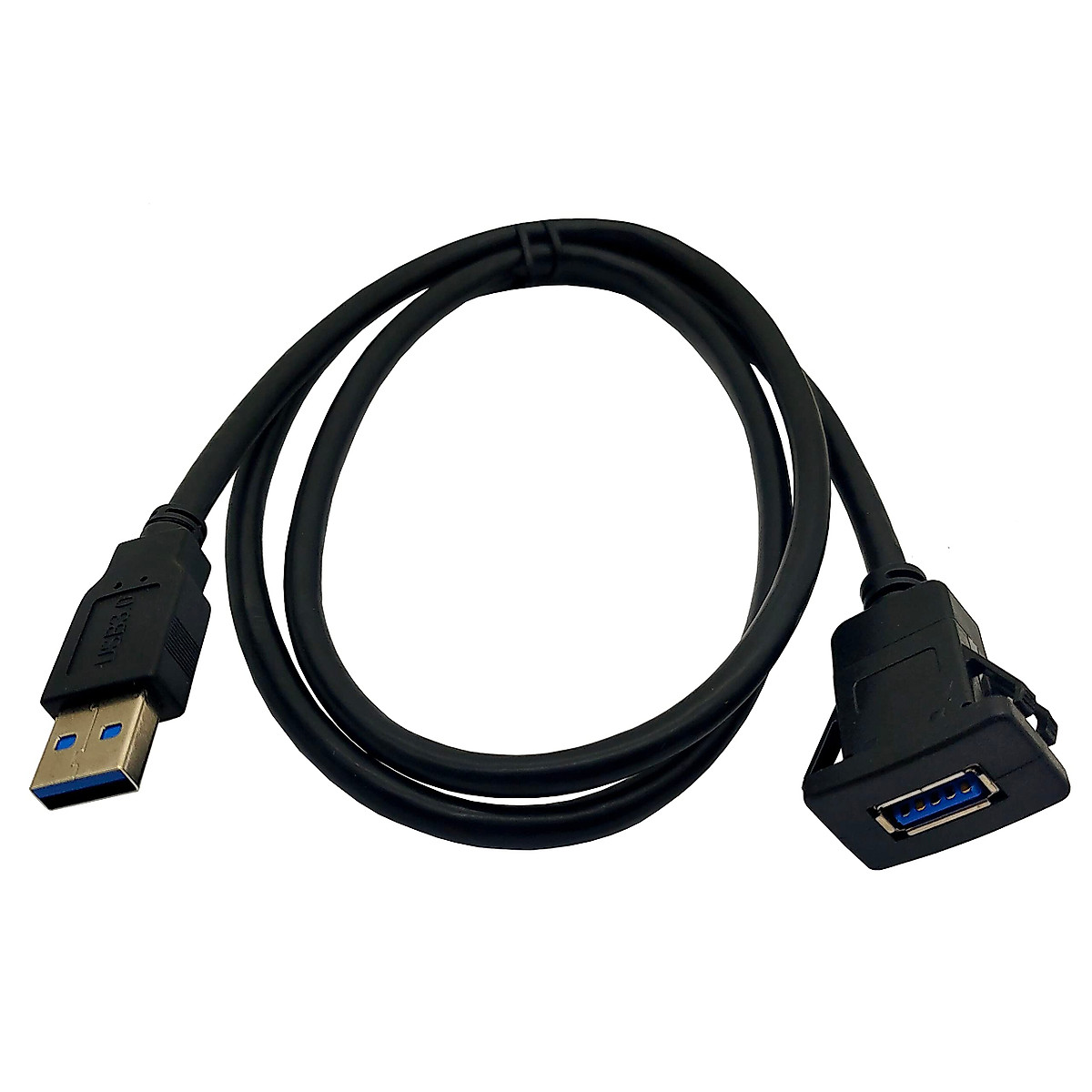 Qaoquda Square USB 3.0 Flush Mount Cable, USB 3.0 Male to Female Flush Panel Mount Extension Cable for Car, Boat and Motorcycle Dashboard 1M/3ft