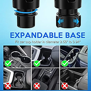 Car Cup Holder Phone Mount, Universal Cell Phone Holder for Car Drink Cupholder Expander 360°Rotation Adjustable Base Large Car Cup Holder Adapter Compatible with iPhone & Samsung Android Smartphone