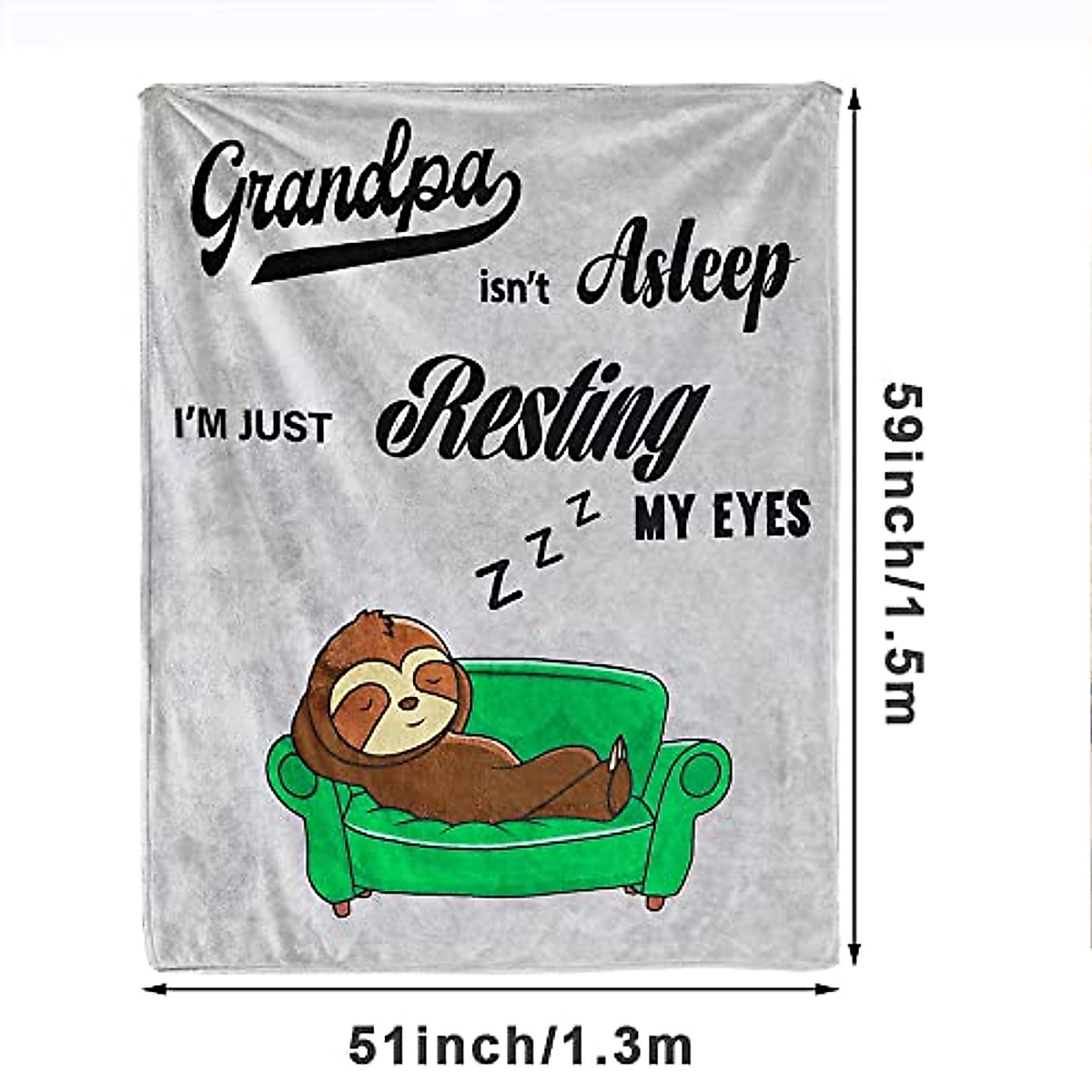 Moyel Grandpa Gifts Funny Sloth Blanket Fluffy Fuzzy Warm Soft Throw Blanket for Grandpa Christmas Fathers Day Birthday Gifts for Grandpa, 59”x51”