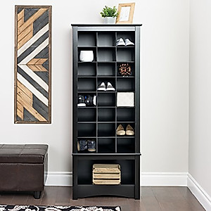 Prepac 24 pair Shoe Storage Rack with bottom shelf, Black