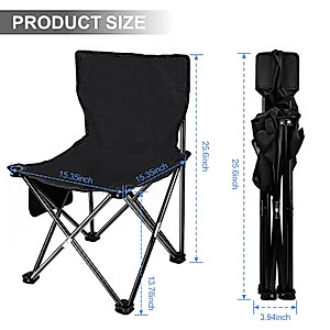 ReeMoo Camping Chair, Portable Folding Chair with Side Pocket and Storage Bag, Easy Folding and Storage, Folding Chair Suitable for Fishing, Travel, Beach, Picnic, Lawn Outdoor