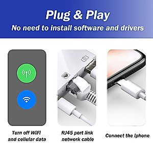 Ddida 3 in 1 Gigabit Ethernet Adapter with USB 3.0 OTG for Fast File Transfer, Compatible with iOS Devices