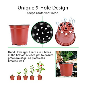 VIVOSUN 50pcs 6 Inch Planter Nursery Pots, Plastic Pots for Flower Seedling