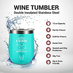 Elephant Gifts for Women-Mothers Day Gifts Unique Birthday Gifts for Her Funny Novelty Wine glass Personalized Present for Girlfriend,Coworkers, Friends Insulated Tumbler 12oz Blue