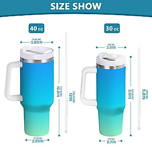MCHIVER Blue Gradient 30 oz Tumbler with Handle and Straw Stainless Steel Vacuum Water Bottle Leak-proof Travel Coffee Mug Insulated Tumbler for Office Car Home