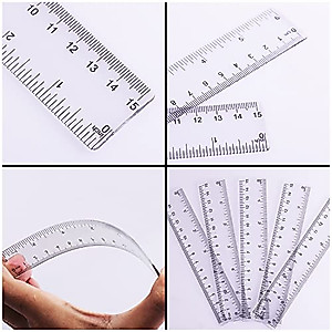AIEX 40pcs 6inch Inch Ruler, Small Transparent Ruler Plastic Mini Rulers Bulk with Inches Centimeters for Kids Students Schools Office Supplies (Transparent)